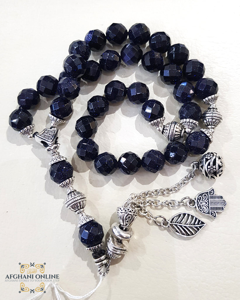 Rosary Tasbih golden stone navy gemstone – afghanionline.com