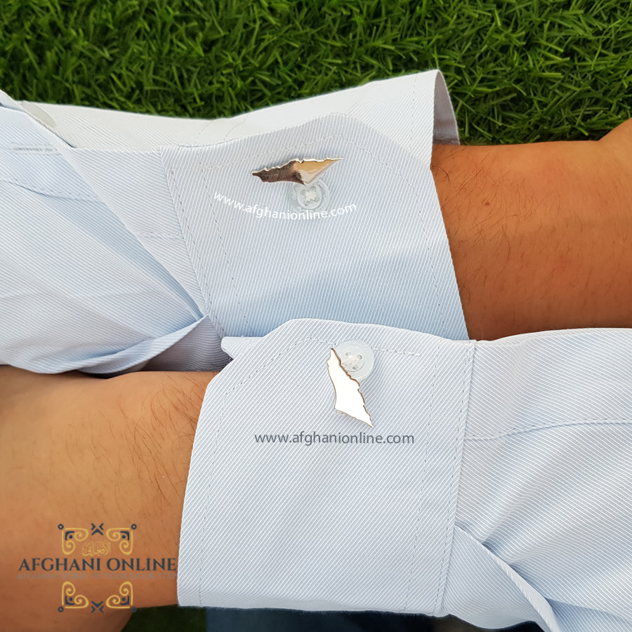 Silver Cufflinks Palestine map أزرار قميص فضة خارطة فلسطين ...