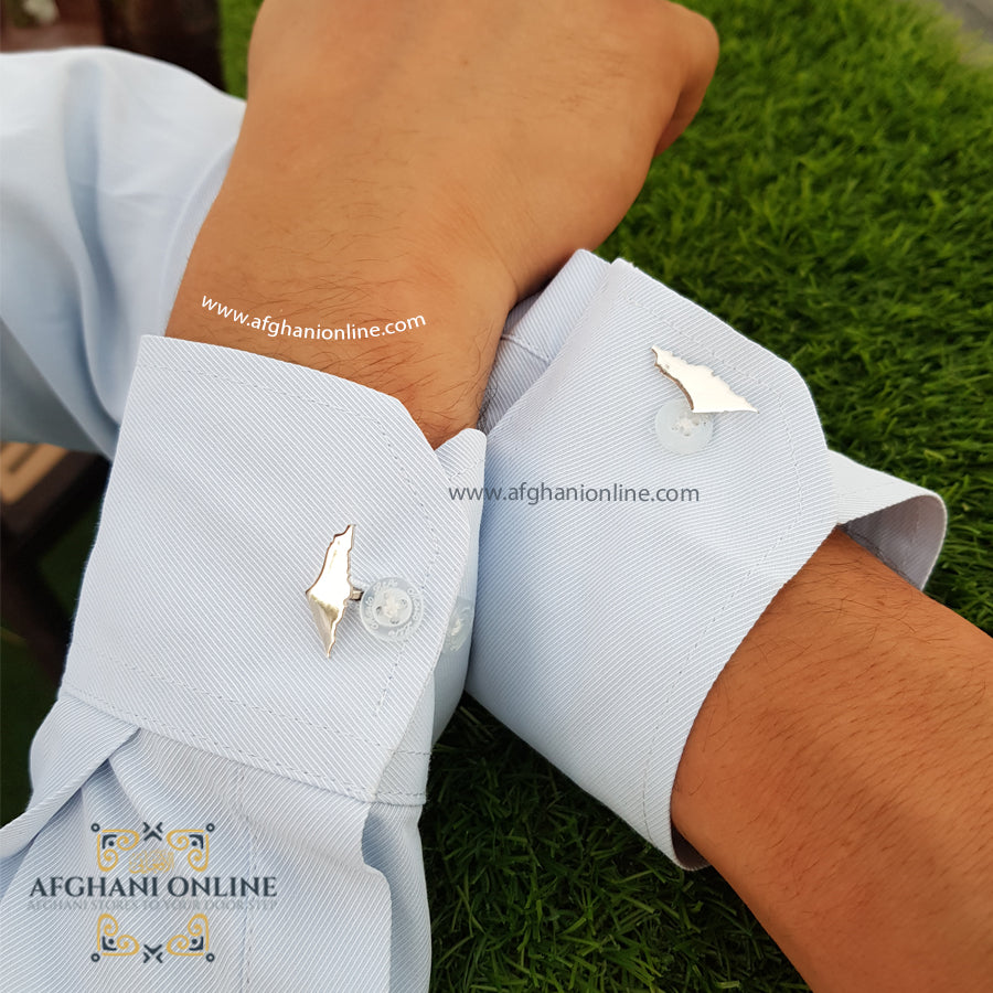 Silver Cufflinks Palestine map أزرار قميص فضة خارطة فلسطين ...